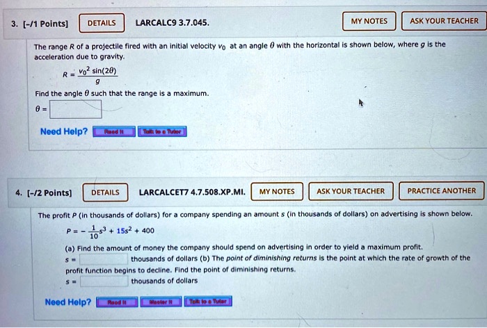 SOLVED: [-/1 Points] DETAILS LARCALC9 3.7.045. MY NOTES ASK YOUR ...