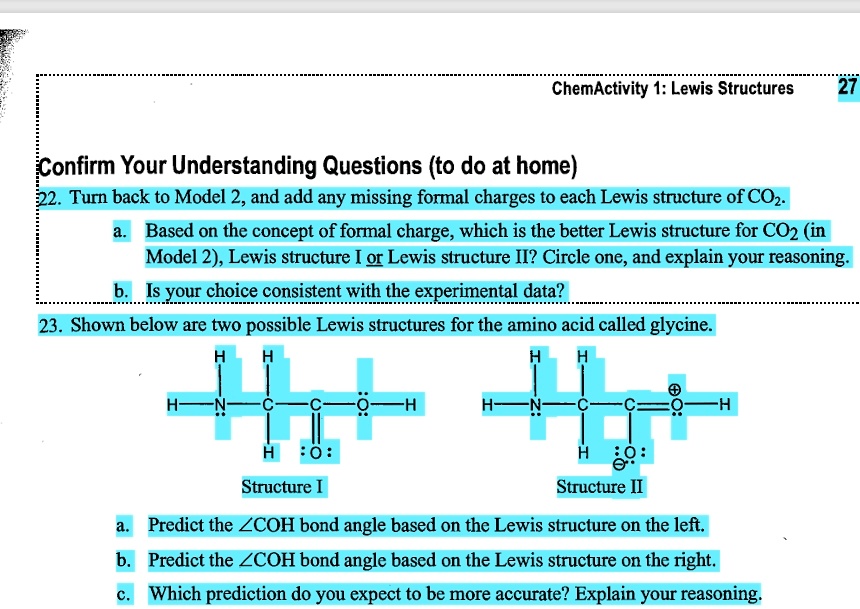 ChemActivity 1: Lewis Structures 27 Confirm Your Understanding ...