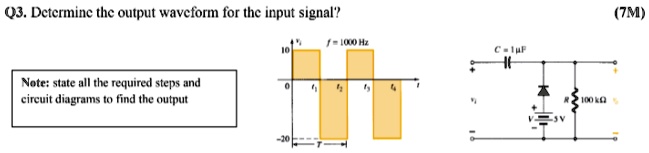 SOLVED: Q3. Determine the output waveform for the input signal. (7M) f = 1000Hz Note: State all ...