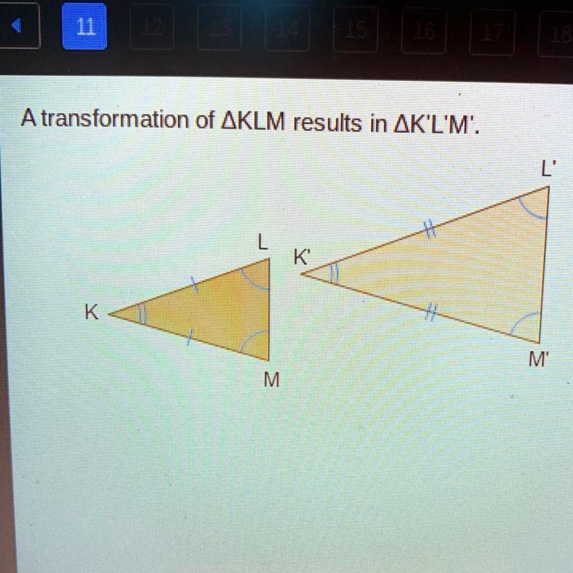 A transformation of KLM results in K'L'M'.