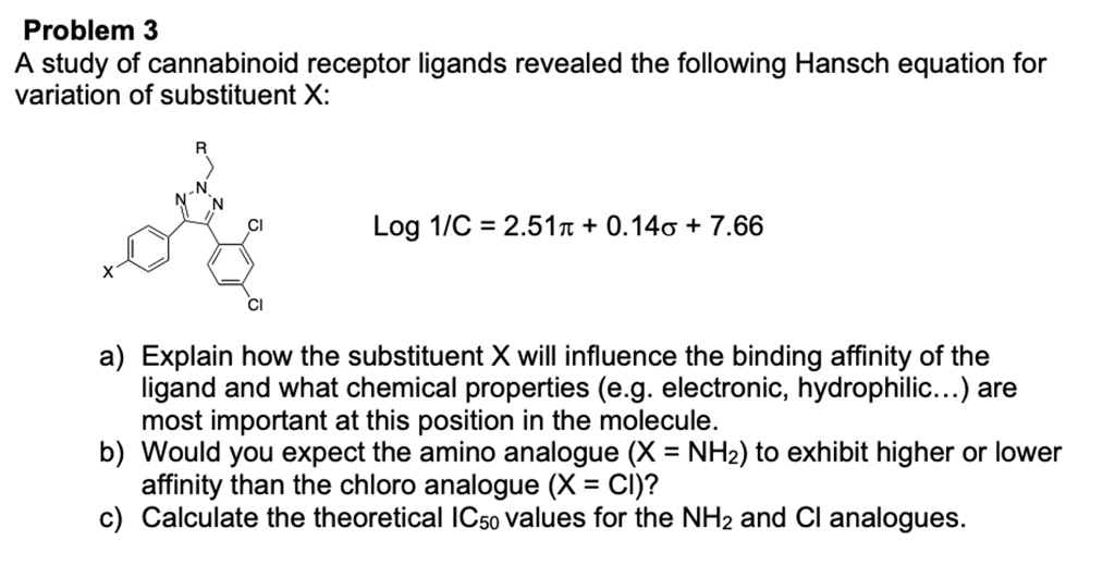 SOLVED: Problem 3: A study of cannabinoid receptor ligands revealed the ...