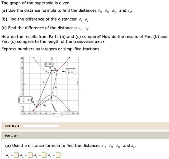 SOLVED: The graph of the hyperbola is given (a) Use the distance ...