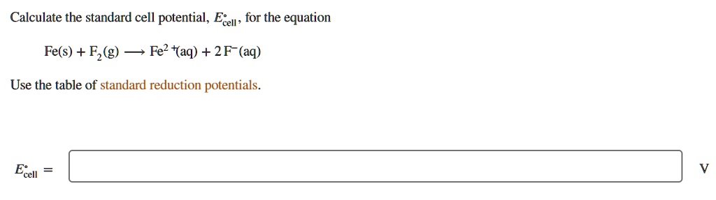 Solved Calculate The Standard Cell Potential 𝐸∘cell For The Equation