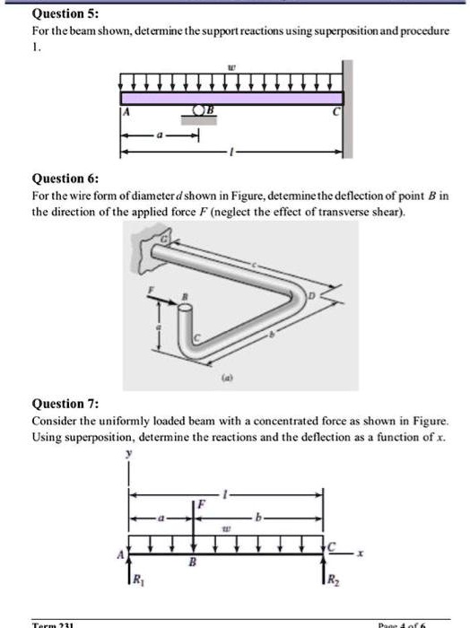 question 5 for the beam shown determine the support reactions using superposition and procedure ...
