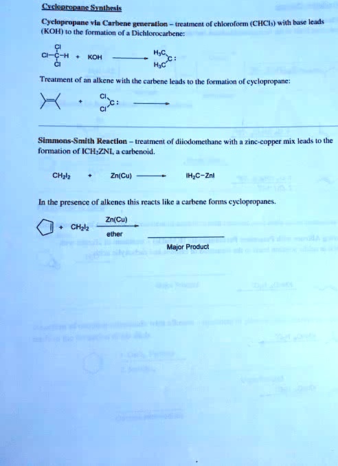 SOLVED: Cyclopropane via Carbene Generation - Treatment of chloroform ...
