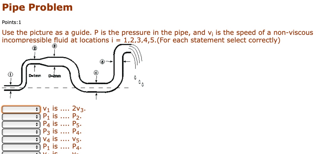 Pipe Problem Points: 1 Use the picture as a guide. P is the pressure in ...