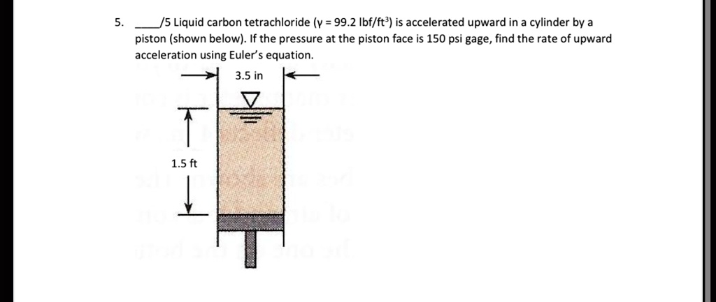 5. /5 Liquid carbon tetrachloride (γ = 99.2 lbf/ft^3) is accelerated ...