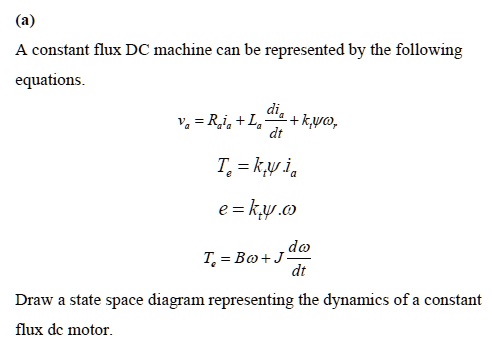 SOLVED: A constant flux DC machine can be represented by the following ...