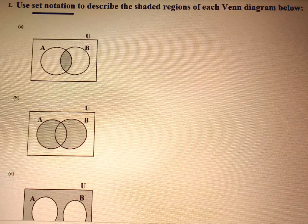 [GET ANSWER] 1. Use set notation to describe the shaded regions of each ...