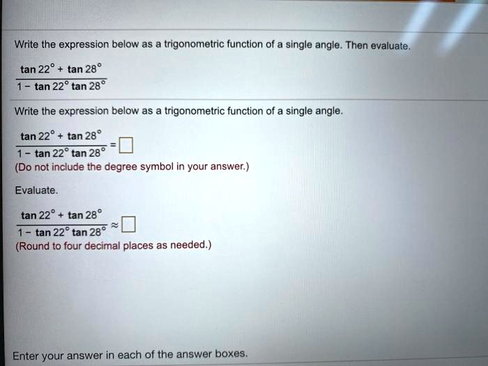 SOLVED:Write the expression below as trigonometric function of a single ...