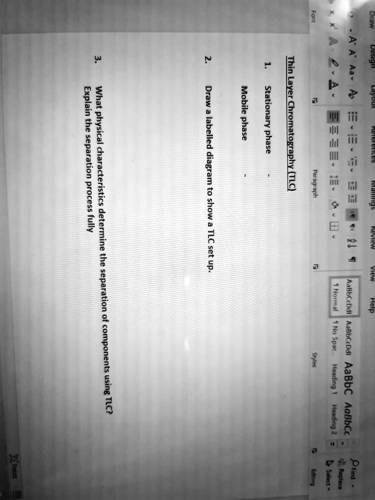 Thin Layer Chromatography (TLC) 1. Stationary phase Mobile phase 2 ...