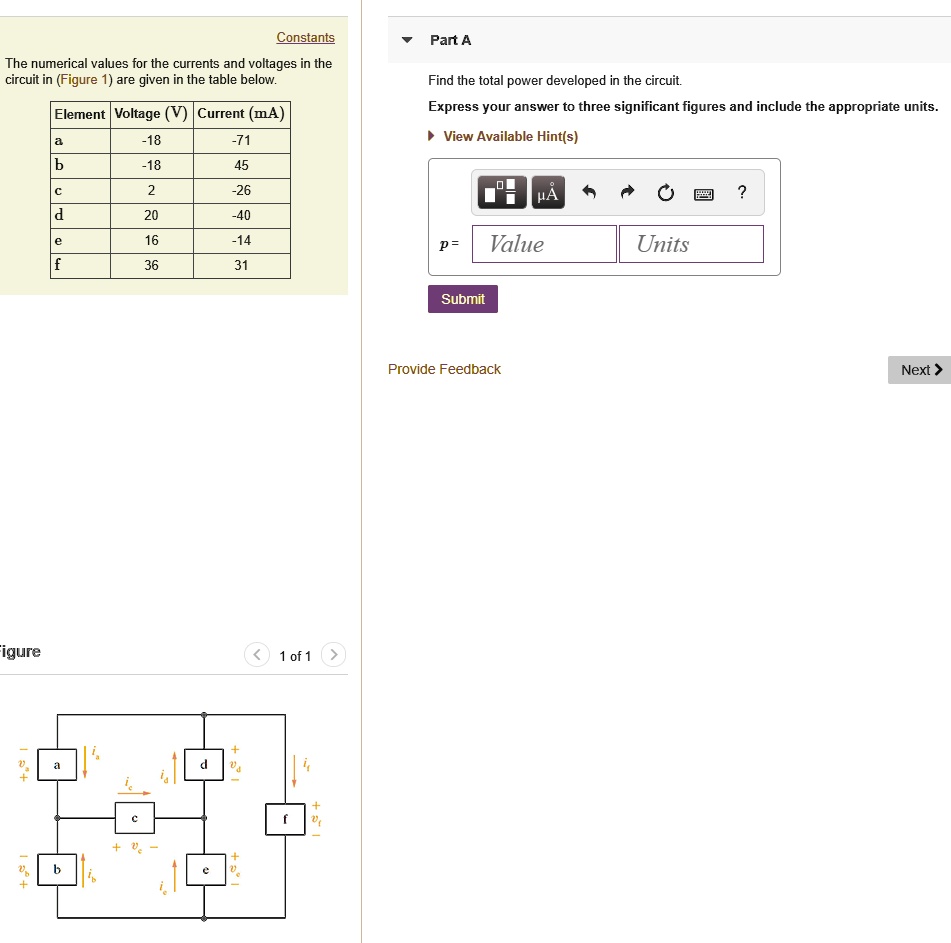 SOLVED: Constants The numerical values for the currents and voltages in the circuit in (Figure 1 ...