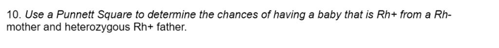 SOLVED: Use a Punnett Square to determine the chances of having a baby ...