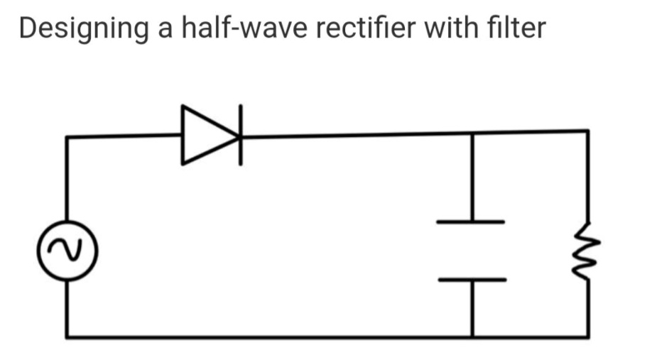 SOLVED: Design a half wave rectifier Find Vm and C if Ripple factor = 5 ...