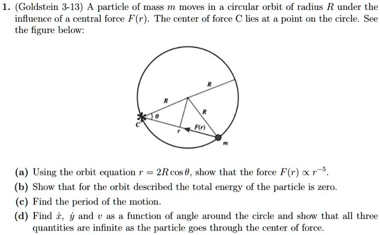 1. (Goldstein 3-13) A particle of mass m moves in a circular orbit of ...