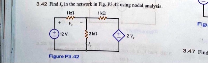 SOLVED: 3.42 Find /, in the network in Fig: P3.42 using nodal analysis. 1kL TkIL M 12 V 2kI2 3. ...