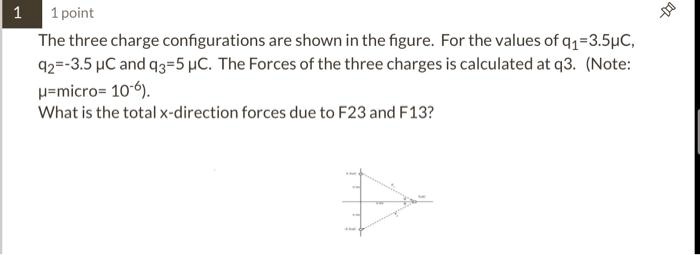 SOLVED: question #1 1point The three charge configurations are shown in the figure.For the ...