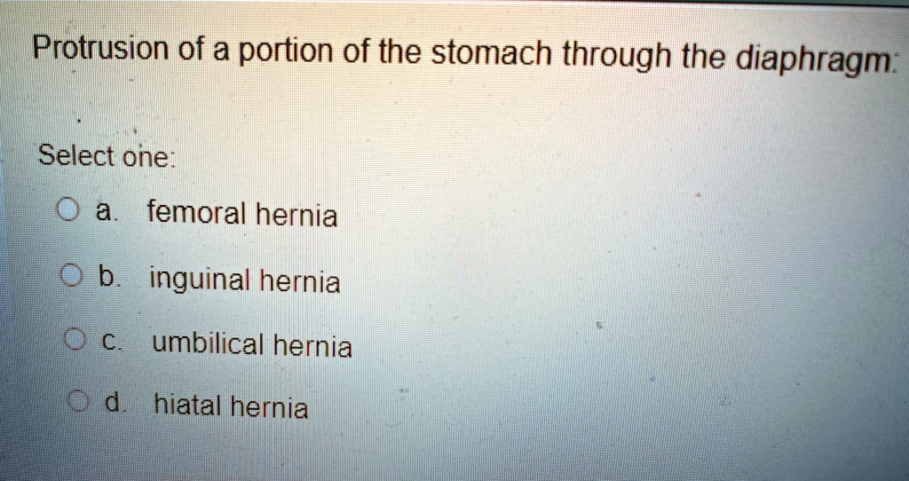 Protrusion of a portion of the stomach through the diaphragm: Select ...
