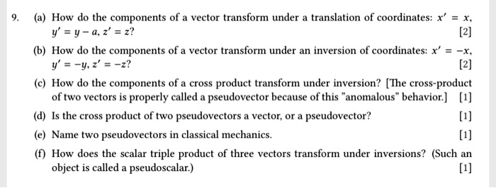 SOLVED: How do the components of vector transform under translation of ...
