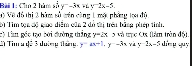 Solved Bà I I Cho 2 Hà M Sá‘ Y 3x Và Y 2x 5 2 Vẽ Ä‘á