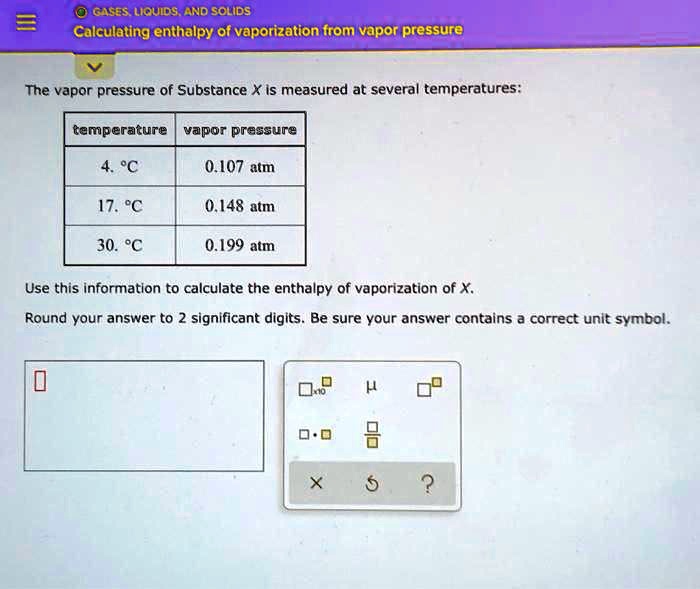 gases liquids and solids calculating enthalpy of vaporization from ...