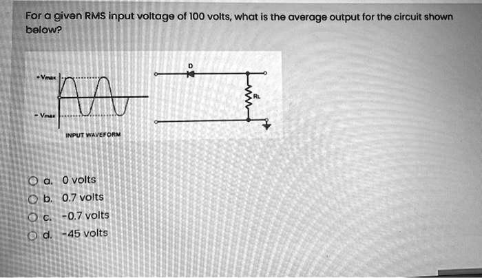 For a given RMS input voltage of 100 volts, what is the average output ...
