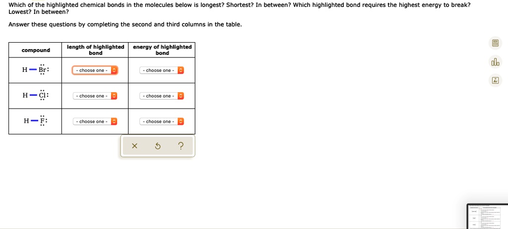 SOLVED: Which of the highlighted chemical bonds in the molecules below ...