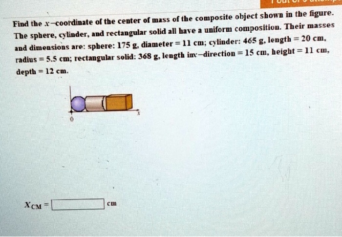 SOLVED: composite object shown in the figure_ Find the ."-coordinate o ...