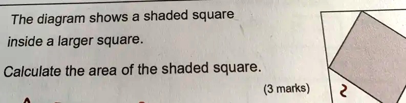 SOLVED: The diagram shows a shaded square inside a larger square ...