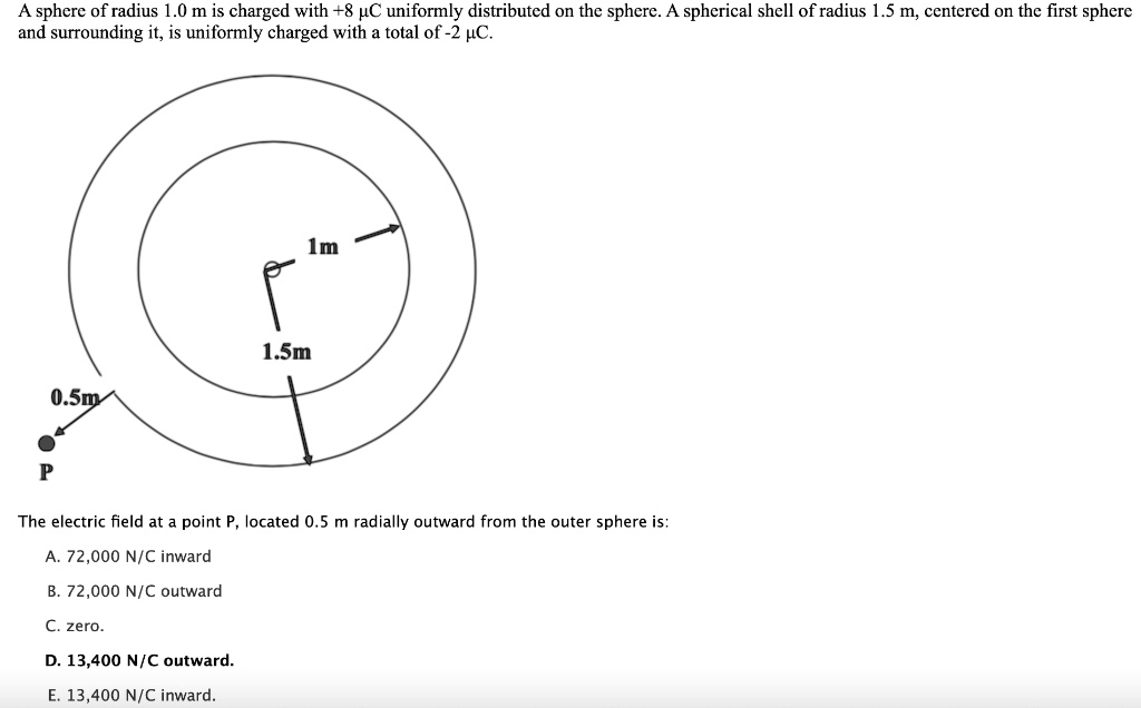 a sphere of radius 0 m is charged with 8 ac uniformly distributed on ...