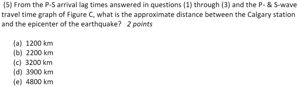 SOLVED: '(5) From the P-S arrival lag times answered in questions (1 ...