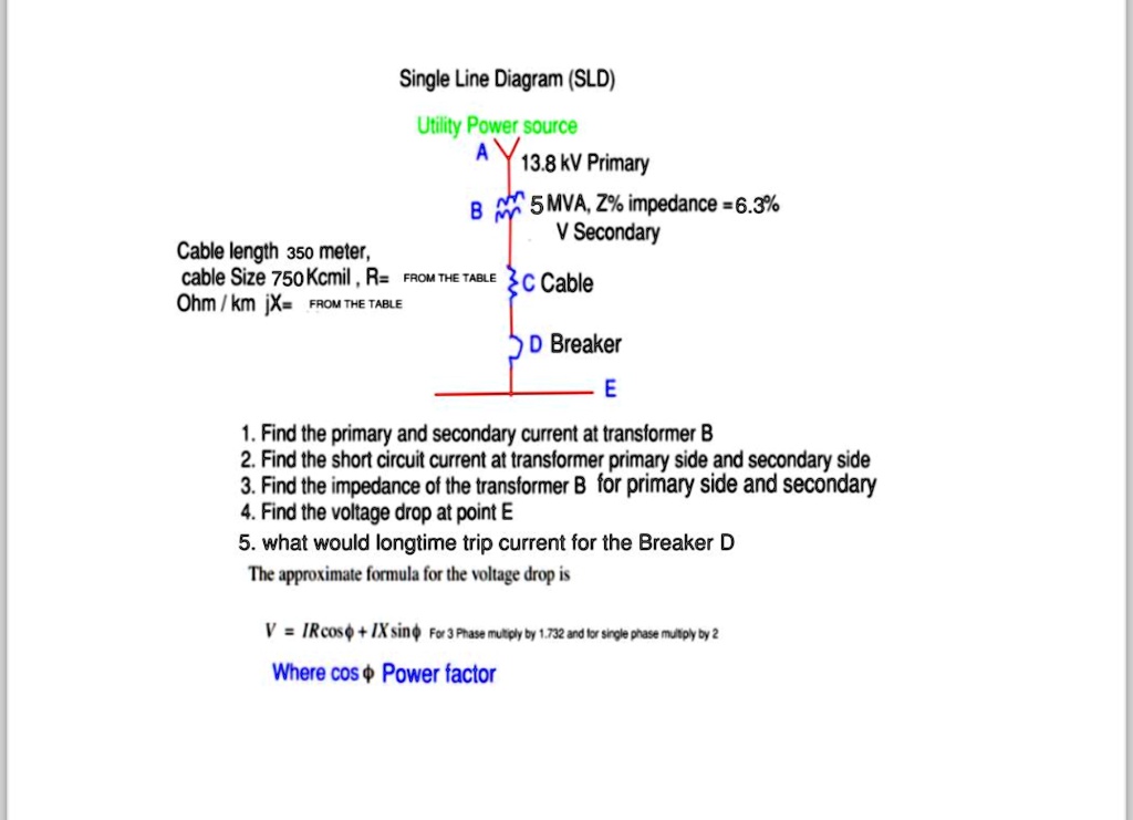Cable length 350 meter, Single Line Diagram (SLD) Utility Power source ...