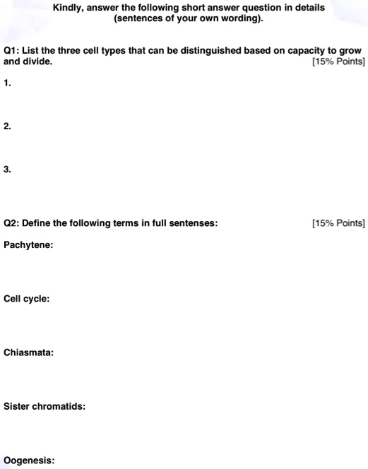 Kindly, answer the following short answer question in details ...