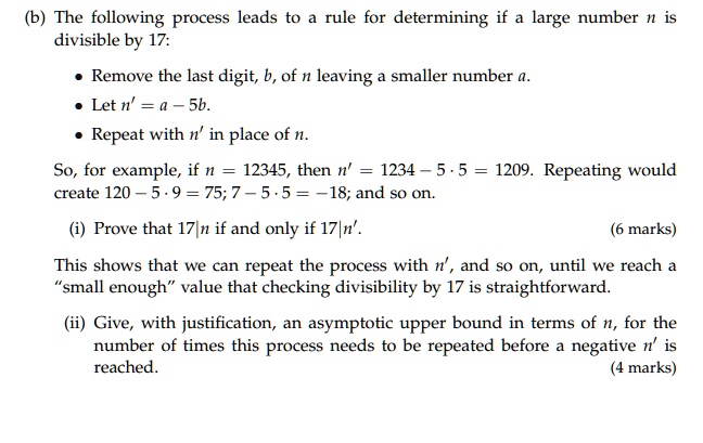 b the following process leads to rule for determining if a large number ...