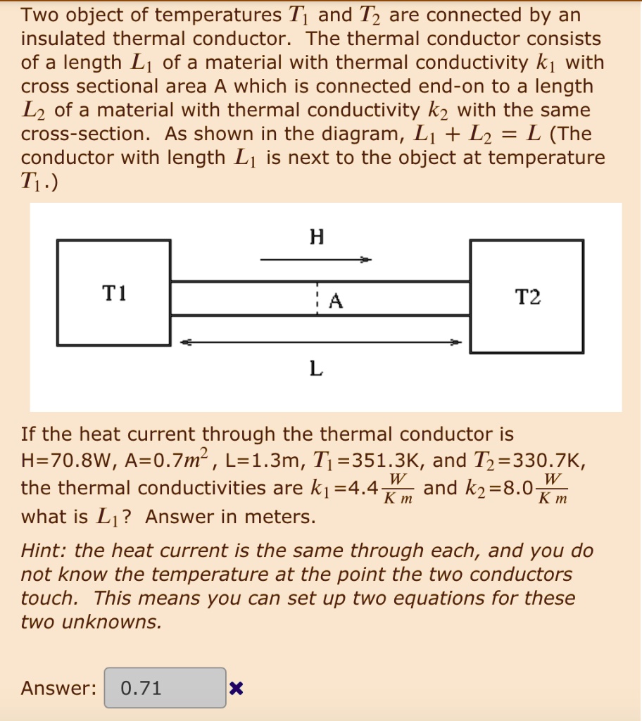 SOLVED: Two object of temperatures Ti and Tz are connected by an ...
