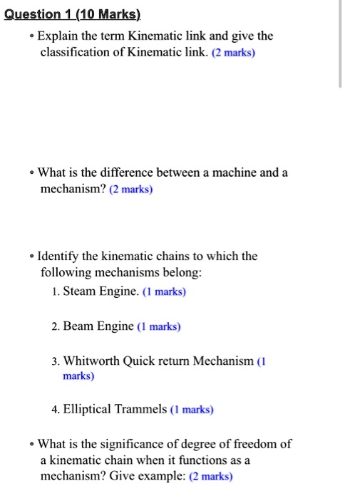 SOLVED: Explain the term Kinematic link and give the classification of ...