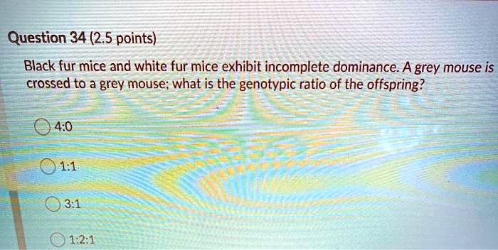 question 34 25 points black fur mice and white fur mice exhibit ...