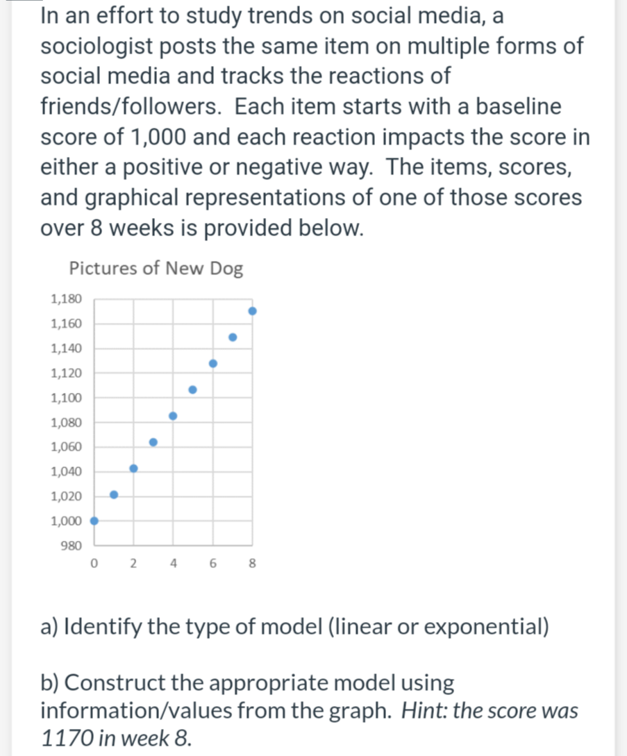 SOLVED: In an effort to study trends on social media, a sociologist ...