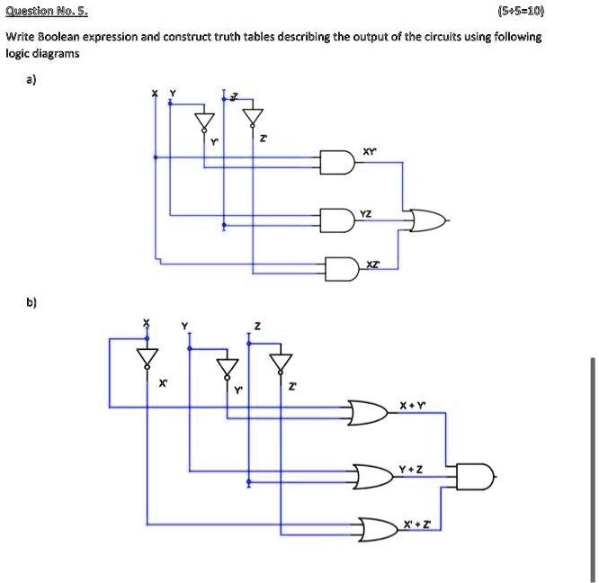 Solved Question Nui 15 5 10 Write Boolean Expression And Construct Truth Tables Describing