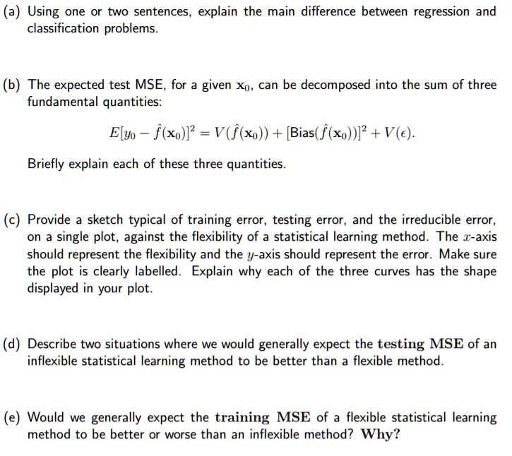 a using one two sentences explain the main difference between regression and classification ...