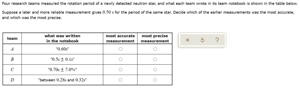 SOLVED: Four research teams measured the rotation period of newly ...