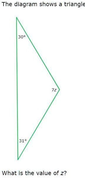 'What is the value of z? The diagram shows a triangle 30o What is the ...
