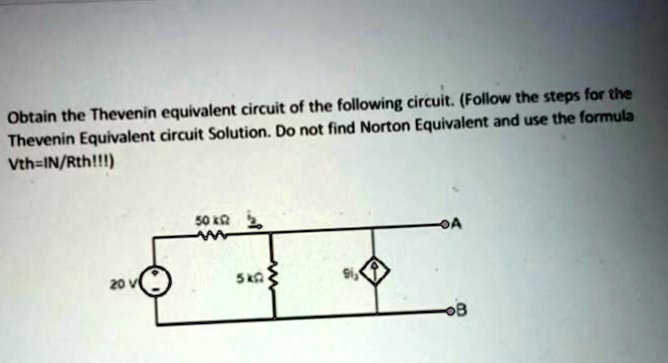 Obtain the Thevenin equivalent circuit of the following circuit. (Follow the steps for the ...