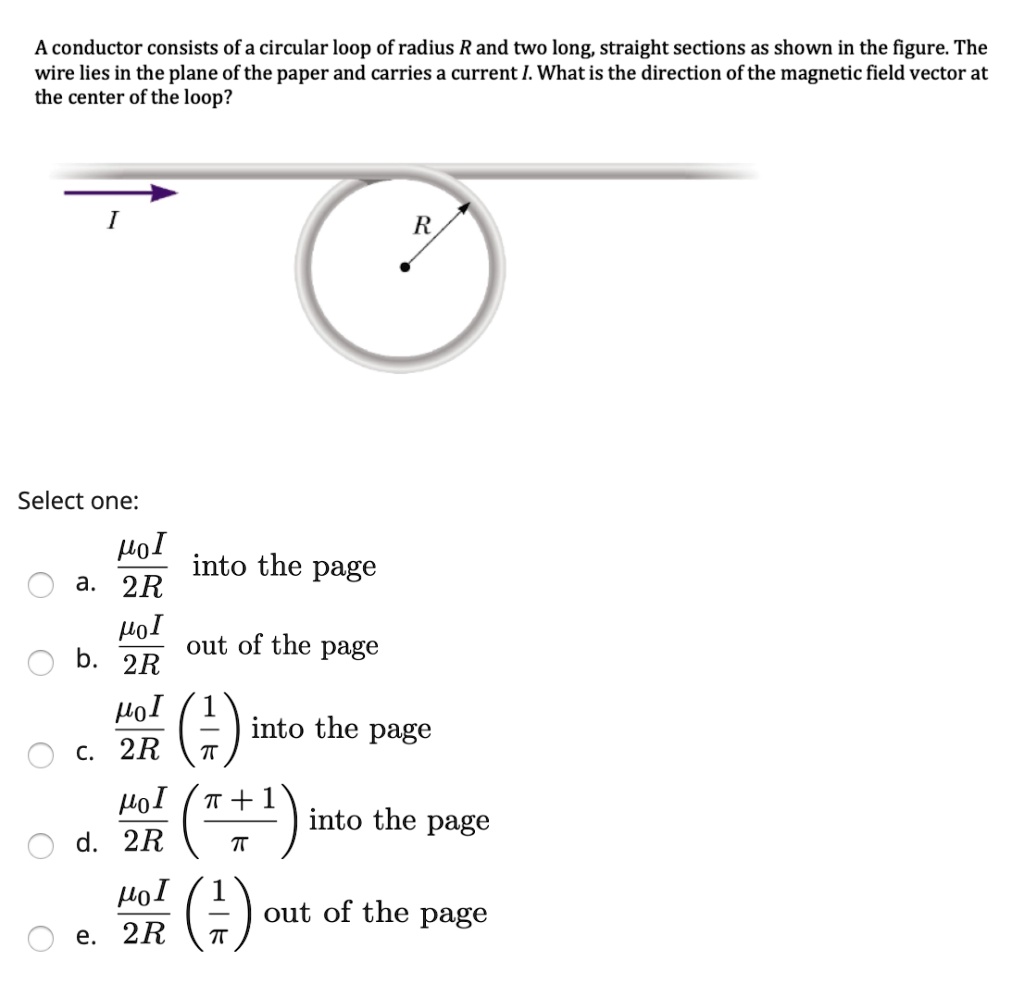 a conductor consists ofa circular loop of radius r and two long straight sections as shown in ...
