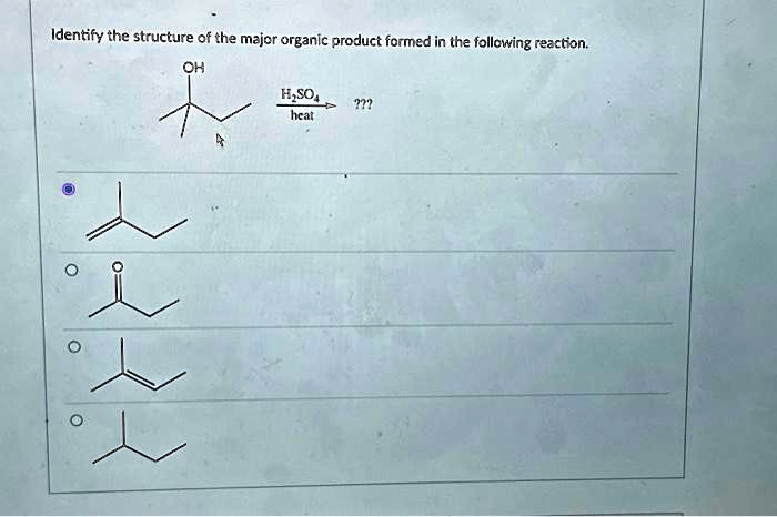 Identify the structure of the major organic product formed in the ...