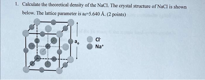 SOLVED: Calculate the theoretical density of NaCl. The crystal structure of NaCl is shown below ...