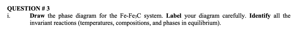 QUESTION # 3 i. Draw the phase diagram for the Fe-Fe3C system. Label your diagram carefully ...
