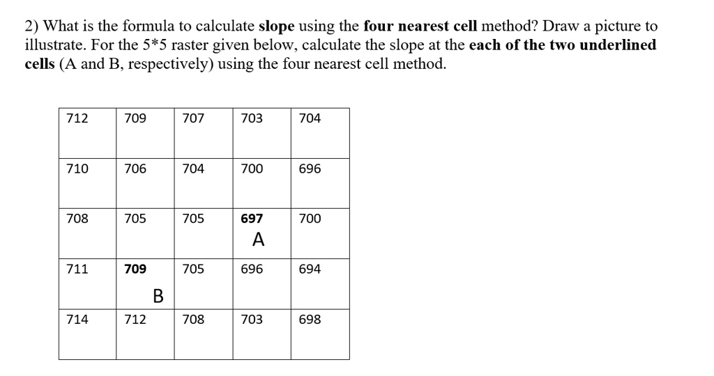 2) What is the formula to calculate slope using the four...