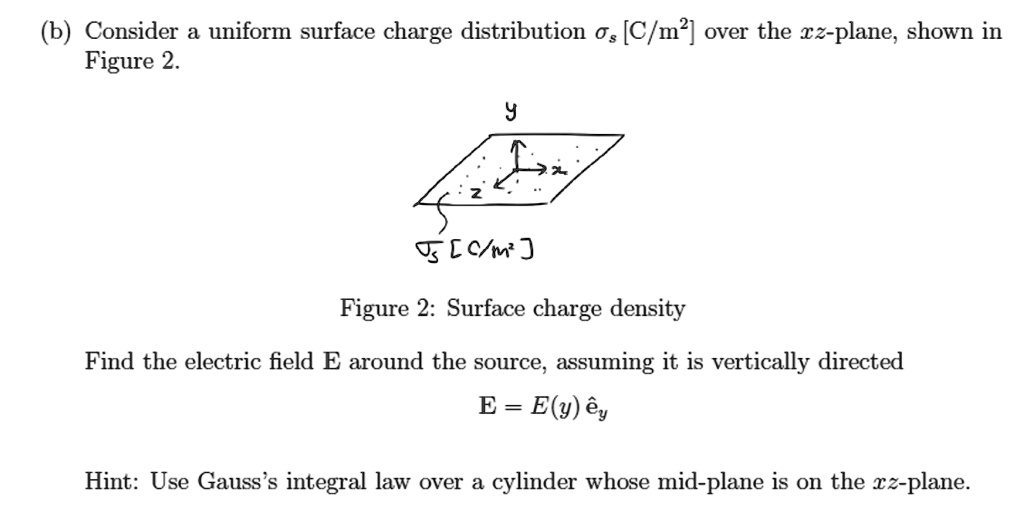 b consider a uniform surface charge distribution os cm2 over the xz ...