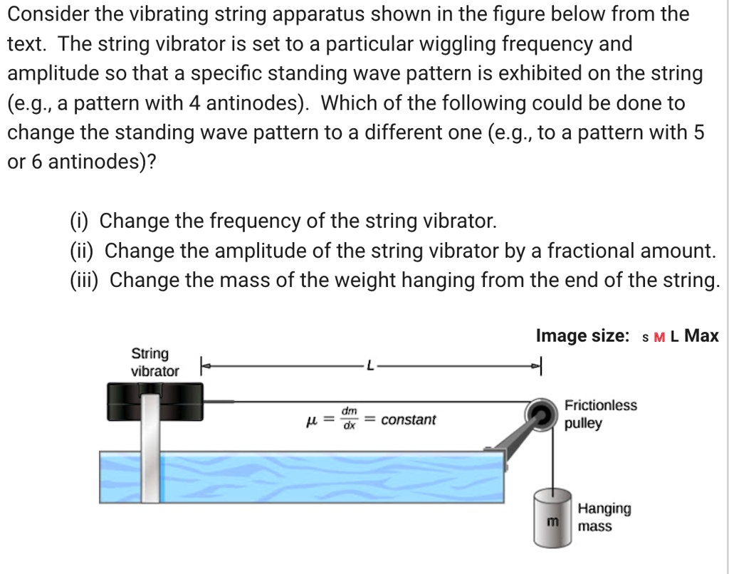 SOLVED: Consider the vibrating string apparatus shown in the figure below from the text. The ...